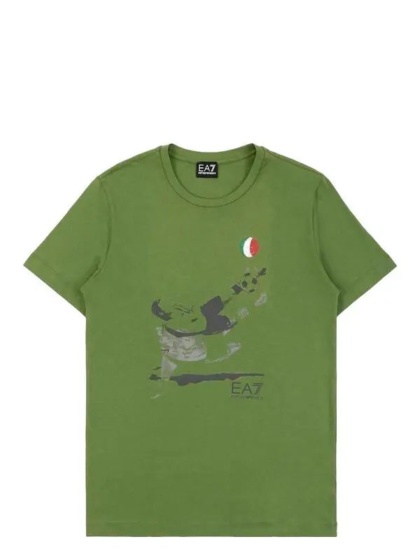 EA7 Logo T-shirt With Round Neck - Green