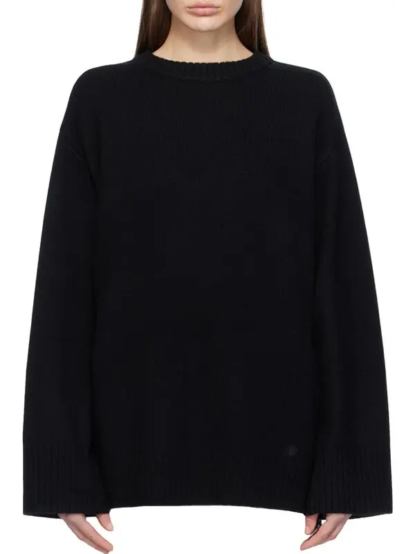 LOULOU STUDIO Safi Crew Neck Sweater - Black