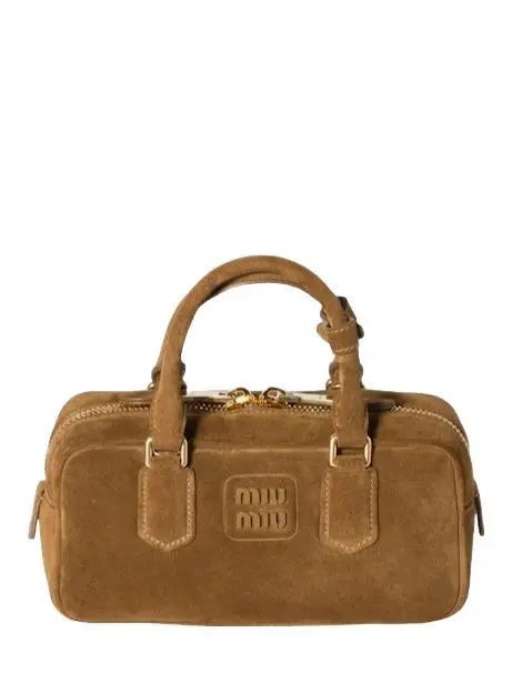 Miu Miu Arcadie Padded Suede Top-handle Bag - Olive Green