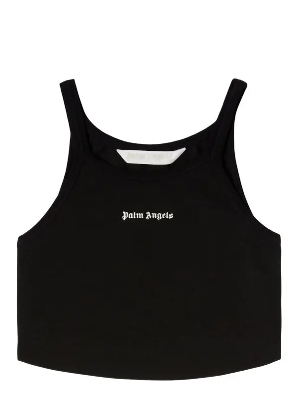 Palm Angels Logo Printed Crewneck Tank Top - Black