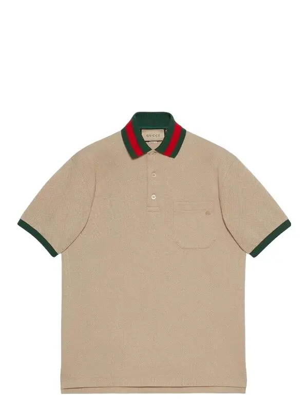Gucci Cotton Piquet Polo With Web Collar - No
