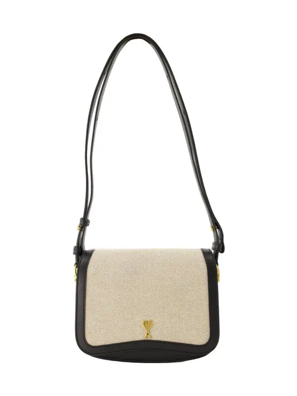 Ami Logo Detailed Shoulder Bag - Nude