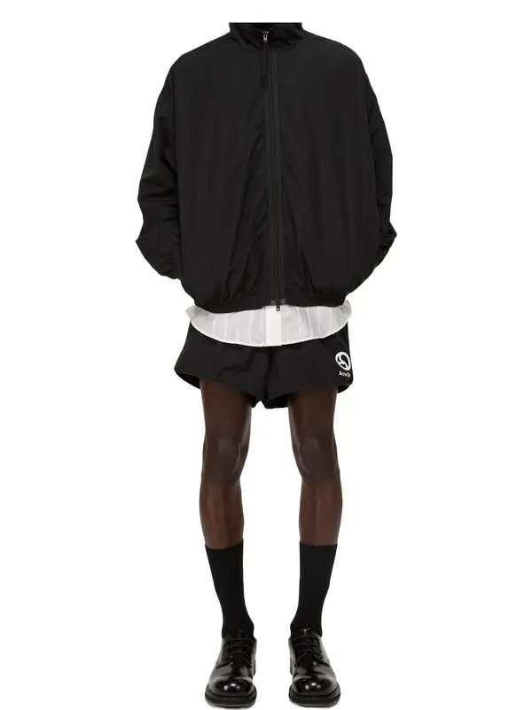 Acne Studios Logo Embroidered Zip-up Jacket - Black
