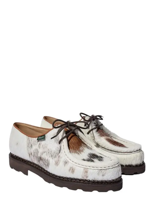 Paraboot Calf Hair Loafers With Lace Fastening - White