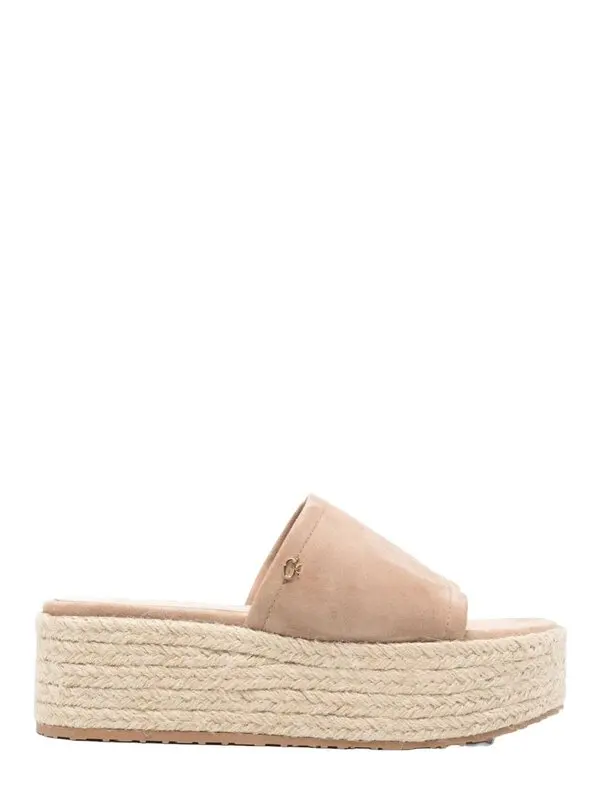 GIANVITO ROSSI Suede Platform Espadrille Sandals - Nude