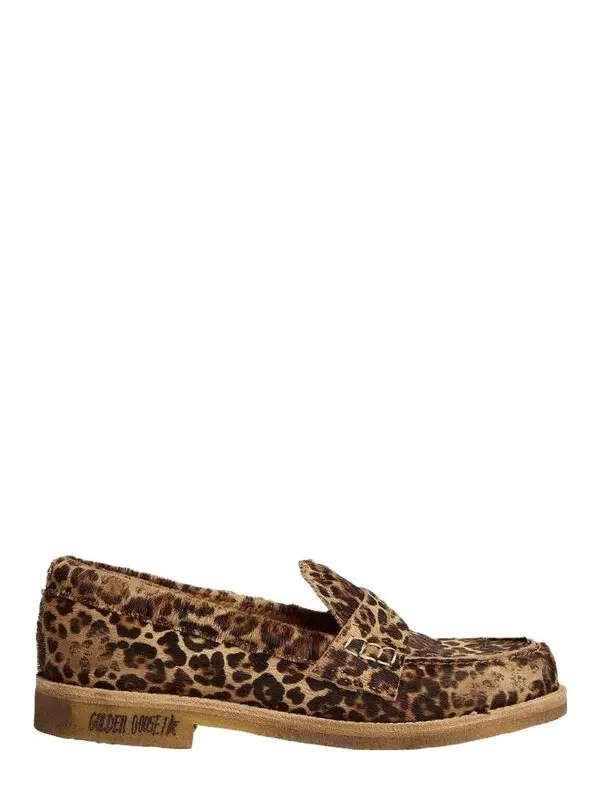 GOLDEN GOOSE Leopard-printed Round-toe Loafers - Brown