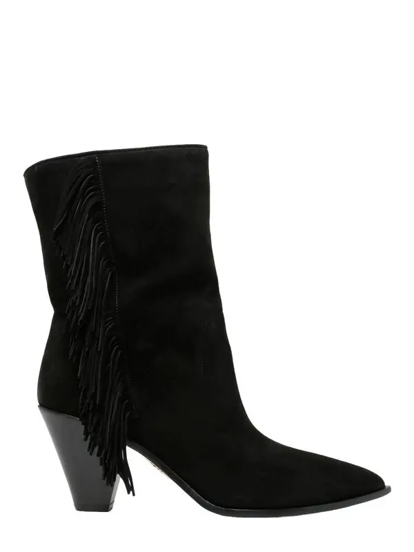 AQUAZZURA Fringed Short Boots - Black