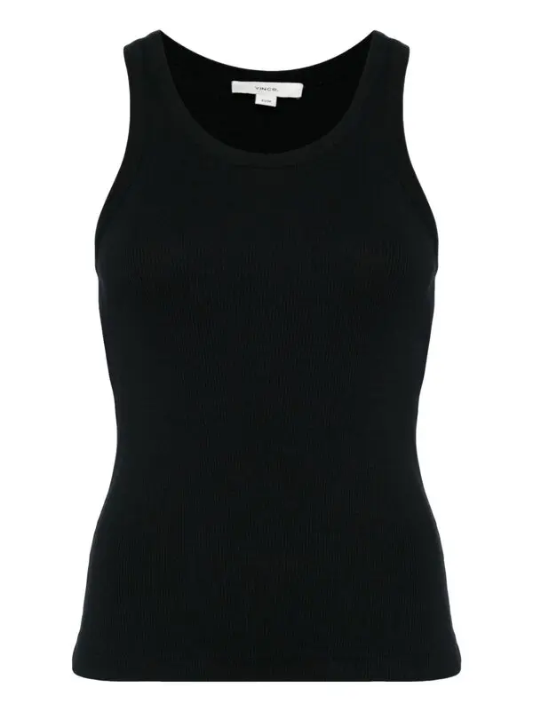 Vince Ribbed Sleeveless Tank Top - Black