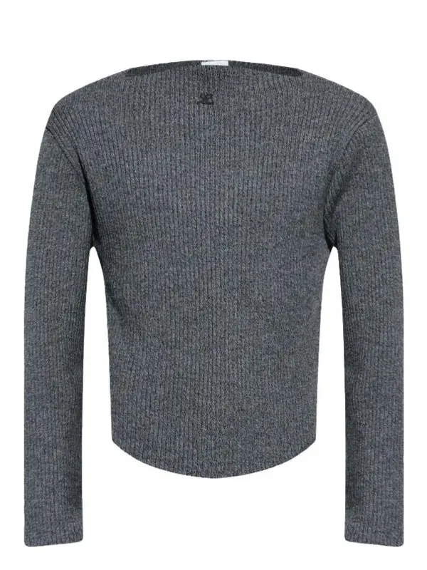 COURREGES Graphic Knit Long Sleeve Sweater - Black