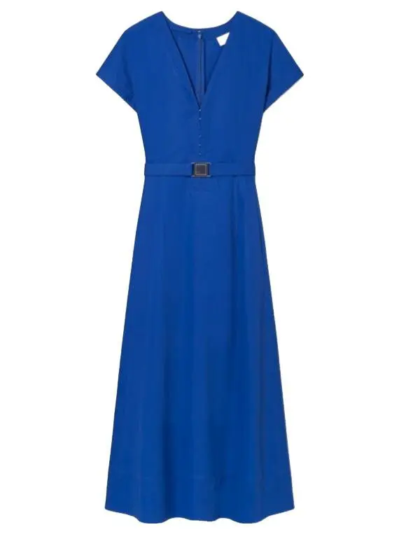 Tory Burch Belted V-neck Midi Dress - Blue