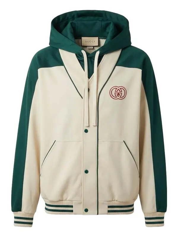 Gucci Striped Rib Casual Jacket With Drawstring Hood - Nude