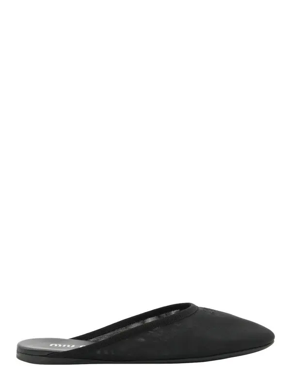 Miu Miu Logo-embroidered Flat Mules - Black