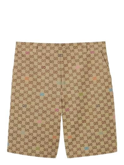 Gucci Gg Monogrammed Shorts - Camel/dark Brown