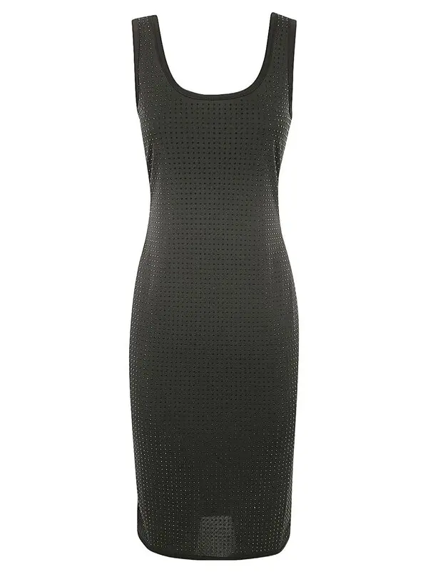 Versace Rhinestone-embellished Sleeveless Midi Dress - Black