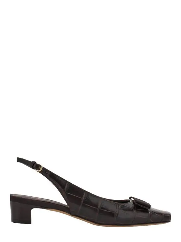 FERRAGAMO Slingback Sandals With Bow Detail - Black