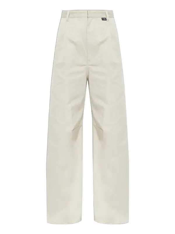 MAISON MARGIELA Wide-leg Trousers With Logo Patch - Beige