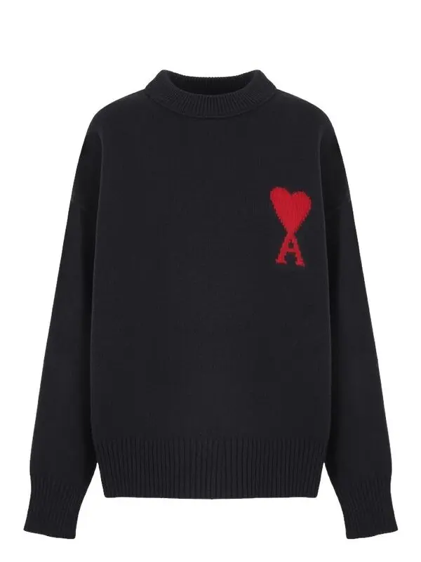 AMI Paris De Coeur Crewneck Jumper - Black