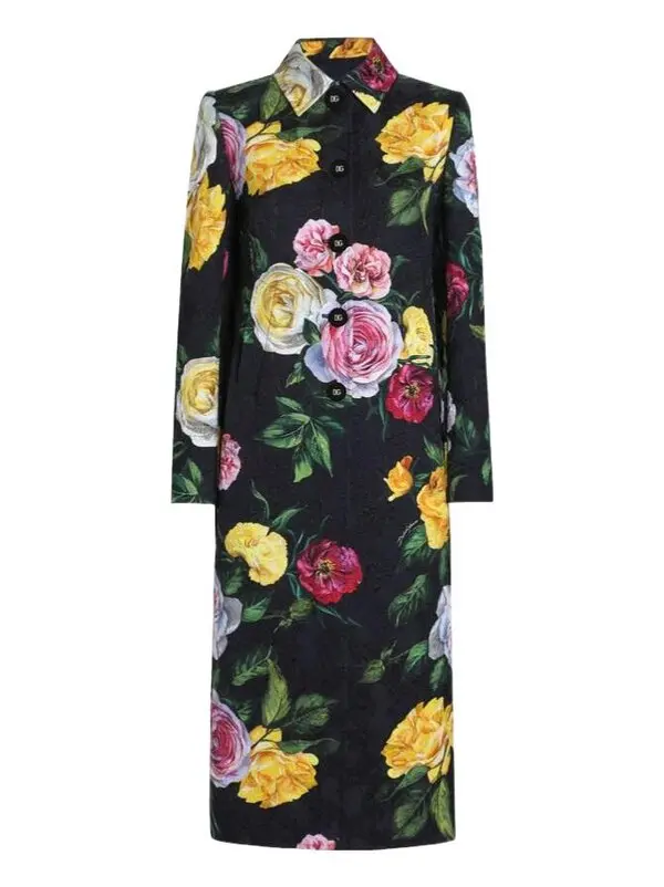 Dolce & Gabbana Floral Print Long Coat - Multi-color