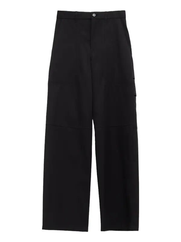 Loewe Wide Leg Cargo Trousers With Belt Ring And Logo - Black