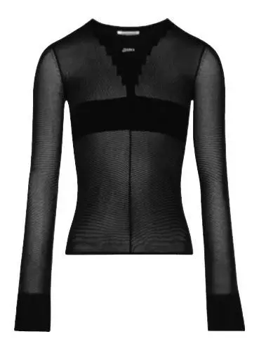 JEAN PAUL GAULTIER Ribbed Mesh Jumper - Black