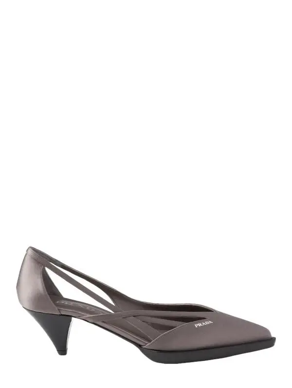 Prada Satin Cut-out Pumps - Limestone Ash