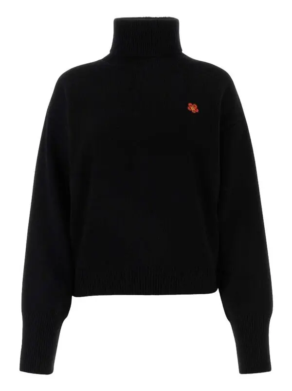 Kenzo Embroidered High Neck Jumper - Black