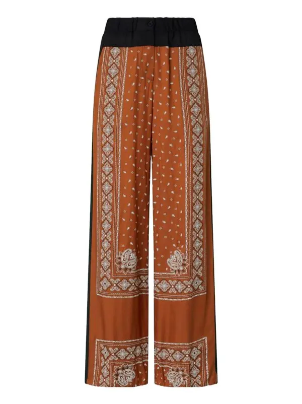 Pinko Bandana Printed Wide-leg Trousers - Brown