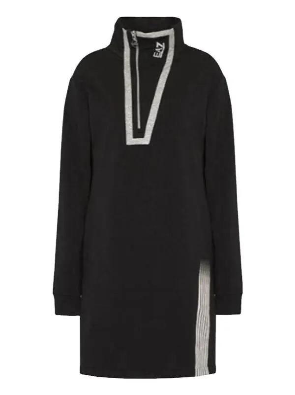 EA7 High Neck Quarter Zip Long Sleeve Sweater - Black