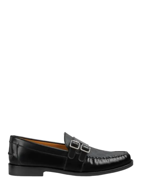 Gucci Gg Supreme Buckle Loafers - Black