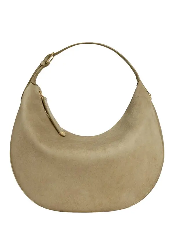 Celine Large Lulu Shoulder Bag In Suede Calfskin - Stone Beige