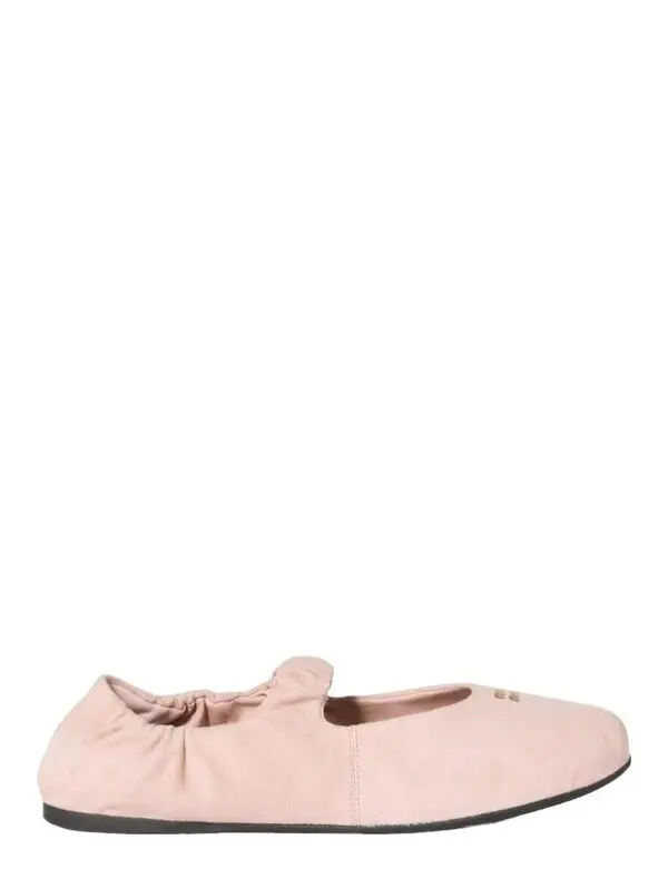 Miu Miu Logo Detailed Ballet Flats - Peach