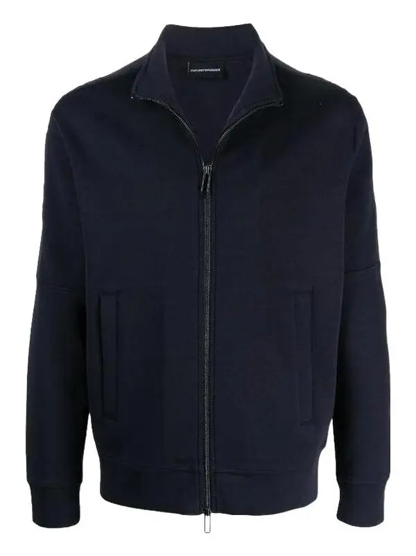Emporio Armani High Neck Zip-up Sweatshirt - Black