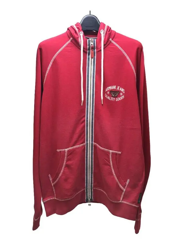 Emporio Armani Logo Zip Up Hoodie - Red