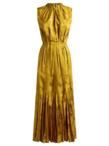 Etro Leafy Jacquard Motif Maxi Dress - Yellow