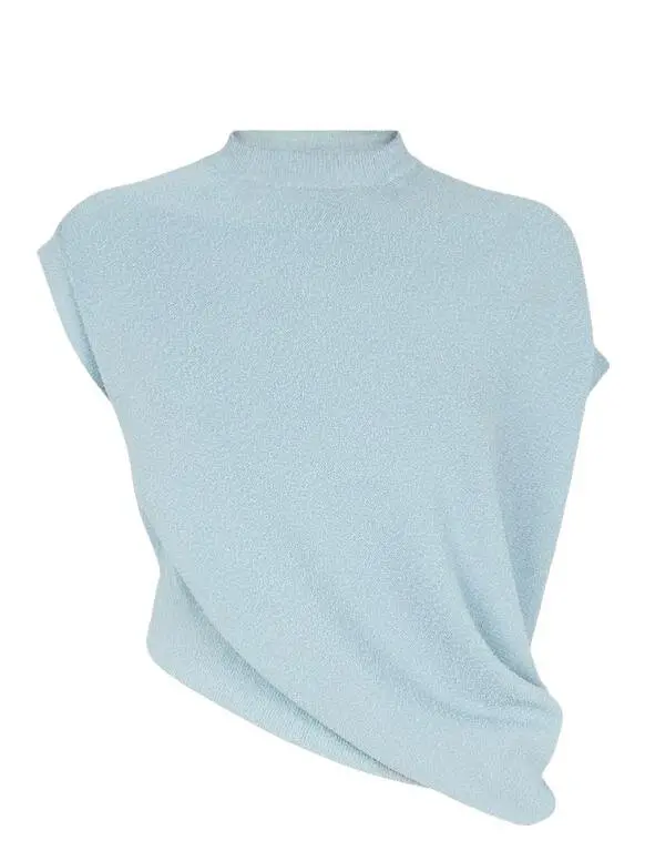 Fendi Asymmetric Hem Cape-sleeved Crewneck Jumper - Light Blue