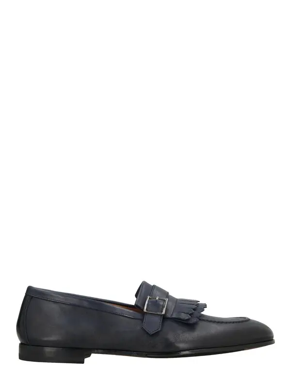 DOUCAL'S Leather Loafers With Buckle Detailing - Black