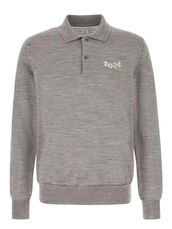 Comme Des Garçons Wool Polo Shirt With Embroidery - Gray