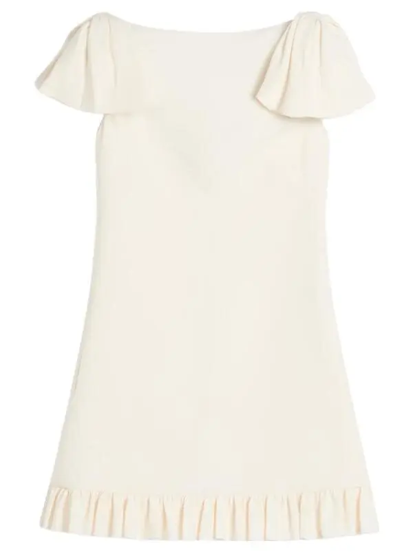 Valentino Garavani Crepe Couture Flared Hem Mini Dress With Bow Detail - Ivory