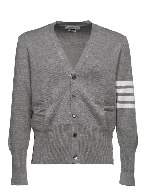 Thom Browne 4-bar Cardigan - Light Gray