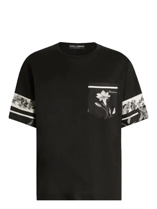 Dolce & Gabbana Dolce Gabbana Floral Printed Crewneck T-shirt - Black