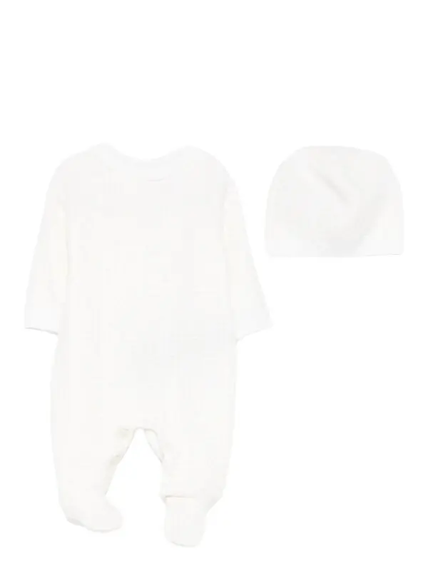 Balmain Textured Wool Babygrow And Hat Set - White