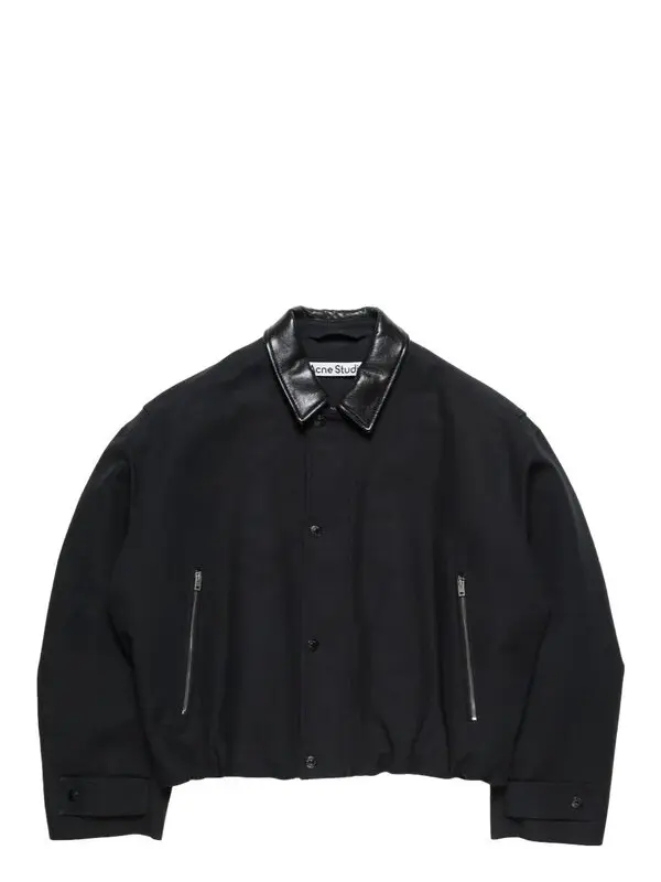 Acne Studios Twill Jacket With Leather Collar - Black