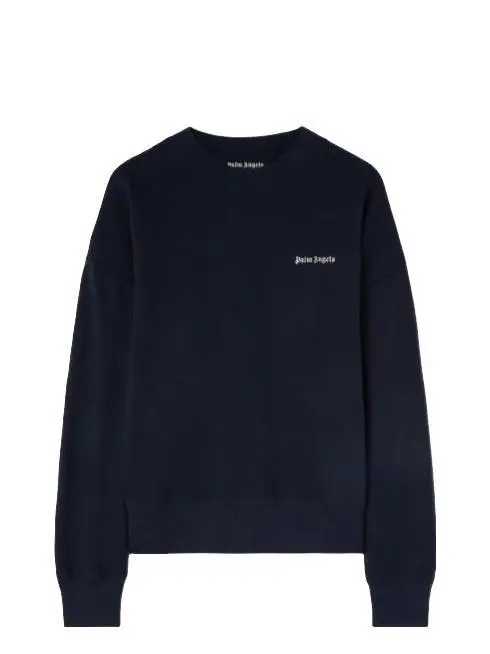 Palm Angels Logo Detailed Crewneck Sweatshirt - Black