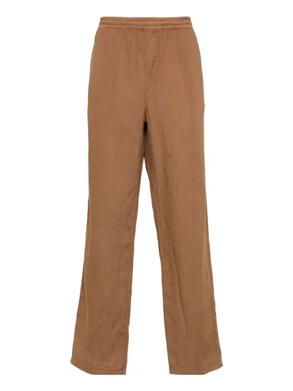Aspesi Linen Straight Leg Trousers - Brown