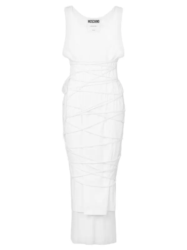 Moschino Sleeveless Stretch Lace Dress - White