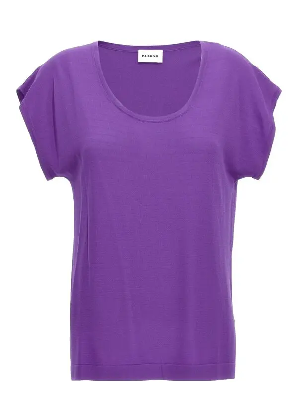 P.a.r.o.s.h Short Sleeve Round Neck T-shirt - Purple