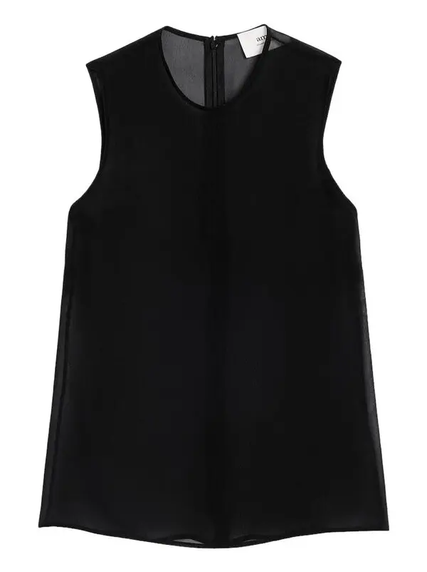 Ami Sleeveless Sheer Top - Black