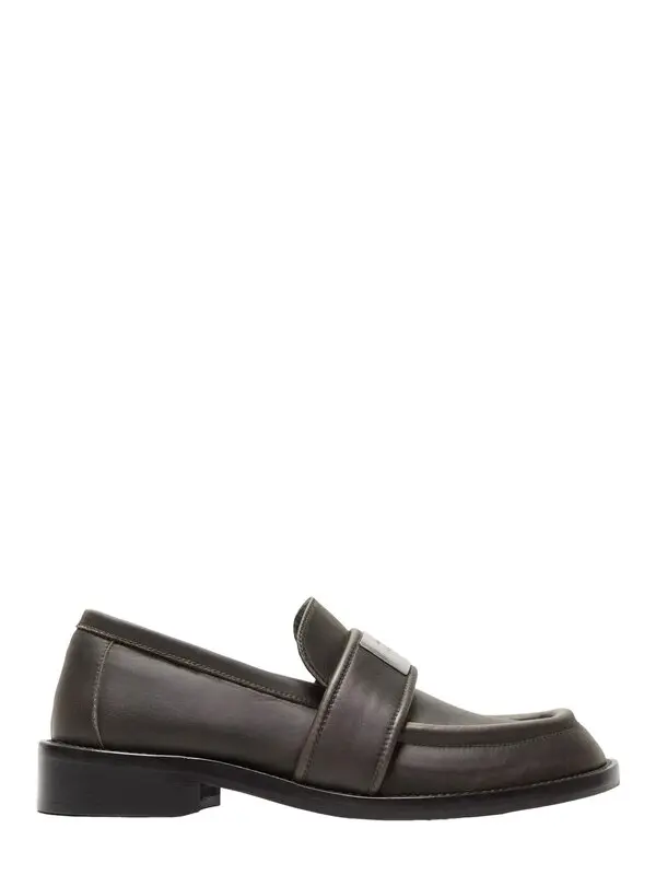 Acne Studios Leather Loafers With Logo Plaque - Brown