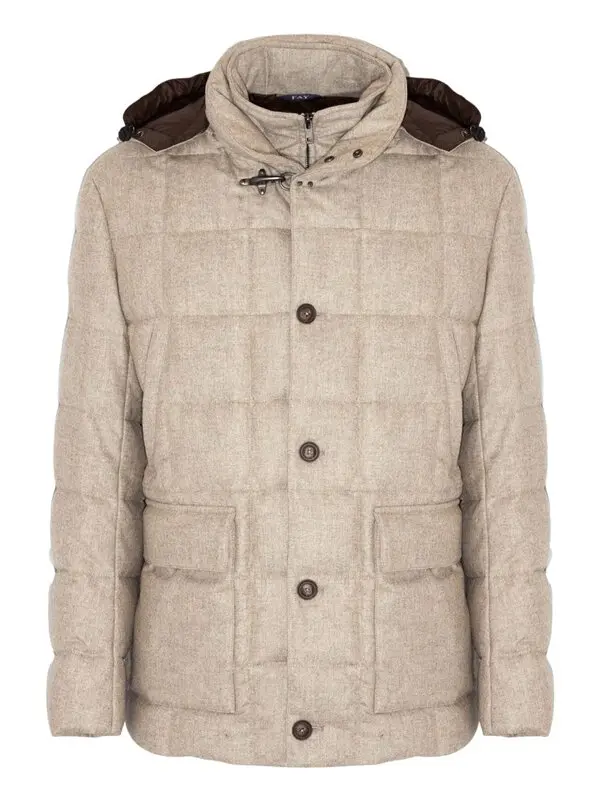 FAY Hooded Padded Coat - Nude
