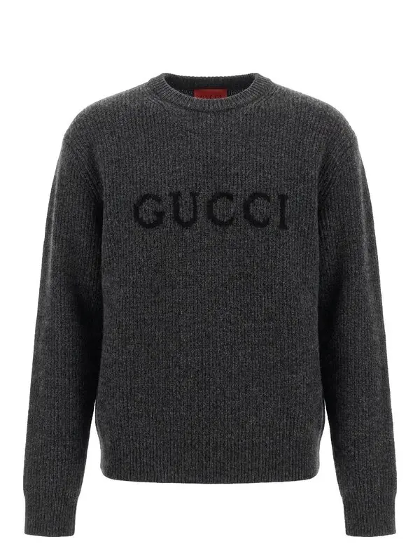 Gucci Wool Cashmere Rib Knit Sweater - Black